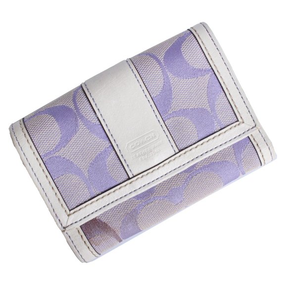 Coach | Bags | Vintage Coach Signature Trifold Wallet Lavender Jacquard ...